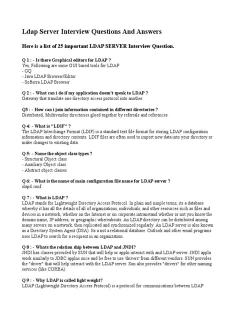 Ldap Server Interview Questions And Answers Pdf Internet Standards