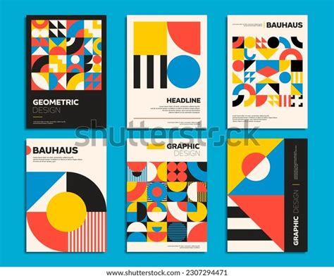 추상적인 패턴을 가진 기하학 바우하우스 포스터 스톡 벡터로열티 프리 2307294471 Shutterstock