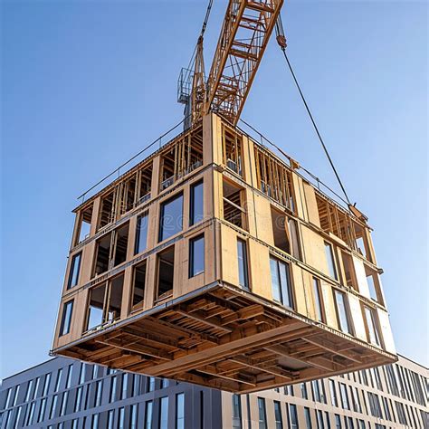 A Prefabricated Building Module Being Lifted Into Place By A Crane Stock Illustration