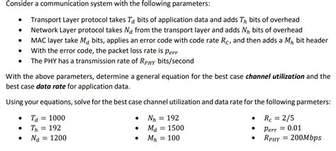 Consider A Communication System With The Following Chegg