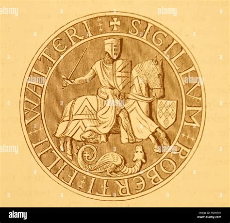 Engraving Depicting The Seal Of Robert Fitzwater Reign 1198 1235