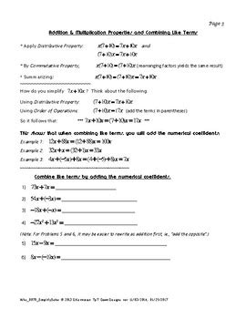 Simplifying Algebraic Expressions Solving Linear Equations By Dawn Designs