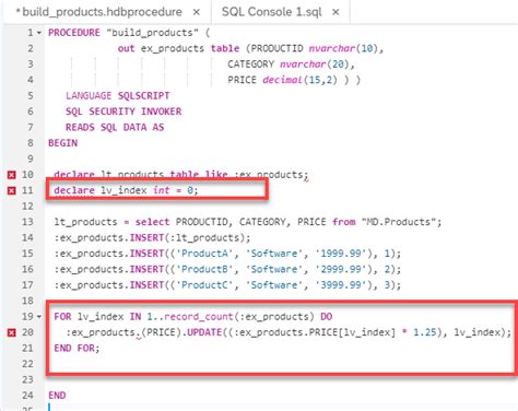 Using Table Variable Operators Sap Tutorials