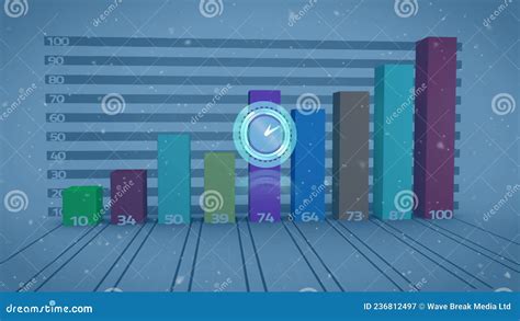 Animation Of Moving Clock Over Graph And Snow Falling Stock Video Video Of World Business