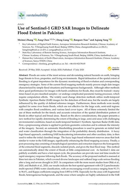 PDF Use Of Sentinel GRD SAR Images To Delineate Flood Extent In Pakistan