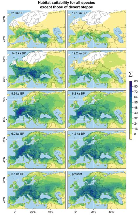Stacked Maps Of Habitat Suitability For All Species Except Those Of