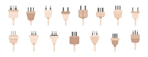 전화기 또는 최신 전기 장치 및 가제트를 충전하기 위한 소켓 벡터 절연 전기 플러그 수집 스마트폰 또는 가전 제품용 충전기 기술 및 장비 강화 네트워크 연결 플러그에 대한