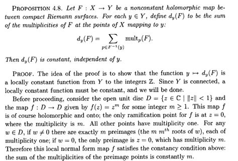 Complex Analysis Degree Function Of Holomorphic Map Between Compact Riemann Surfaces