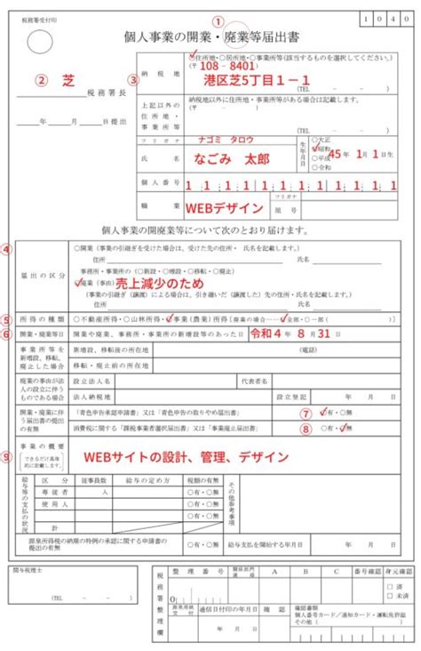 副業個人事業の廃業届の書き方記入例提出方法など注意点 和やかブログ