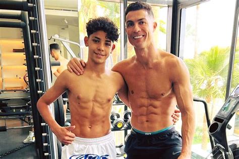 Cristiano Ronaldo And Son Cristiano Jr Go Shirtless In The Gym As They Show Off Their Abs