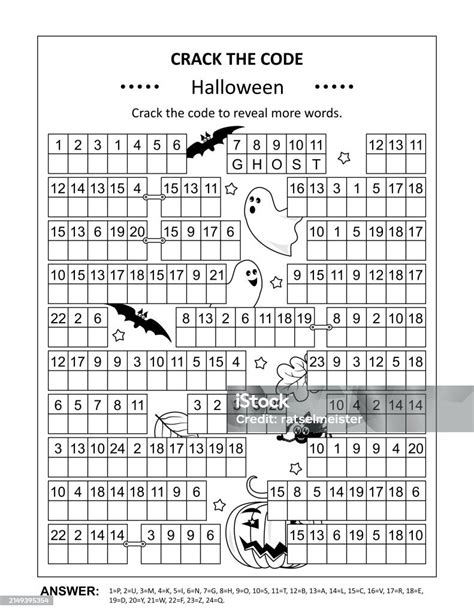 Crack The Code Word Game With Halloween Words Stock Illustration