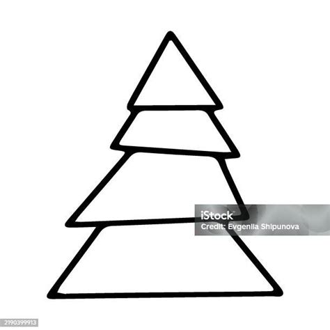 양식화 된 벡터 드로잉 트리 아이콘입니다 만화 크리스마스 트리입니다 고립된 윤곽선 그리기 디자인 요소 가문비나무에 대한 스톡 벡터 아트 및 기타 이미지 Istock