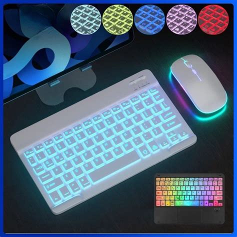 10inch Backlit Wireless Bluetooth Keyboard Mouse Tablet Rechargeable For Laptop Pad Phone