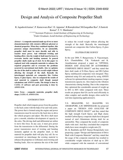 Pdf Design And Analysis Of Composite Propeller Shaft