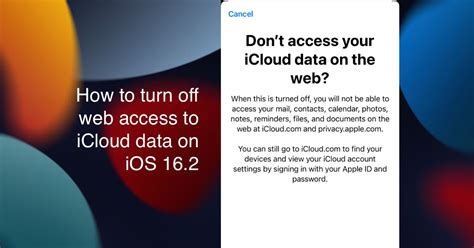 how to turn off web access to icloud data on ios 16 2
