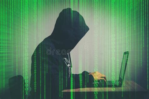 Programmer Hacker Working On Front Of His Laptop Writing Code I Stock