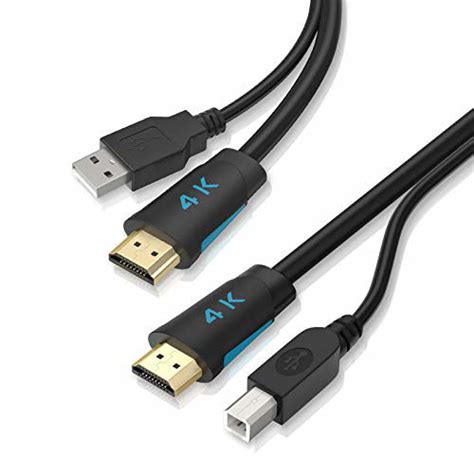 GetUSCart TESmart HDMI USB KVM Cable 4K 16ft Standard Twin Cable HDMI USB USB Type A To USB
