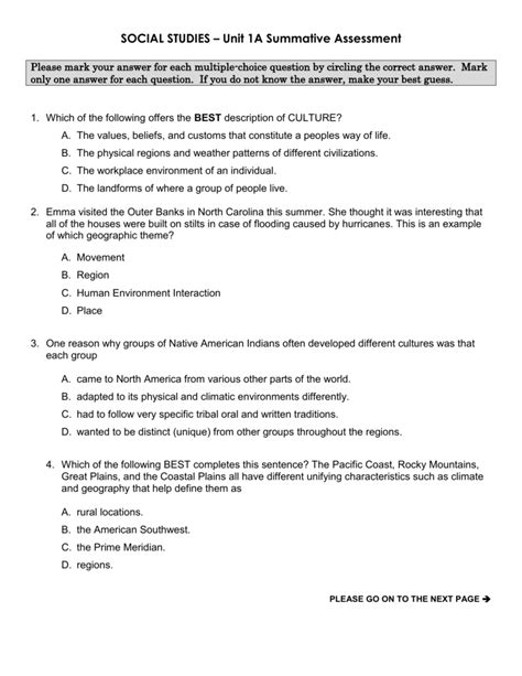 Unit 1a Summative Assessment