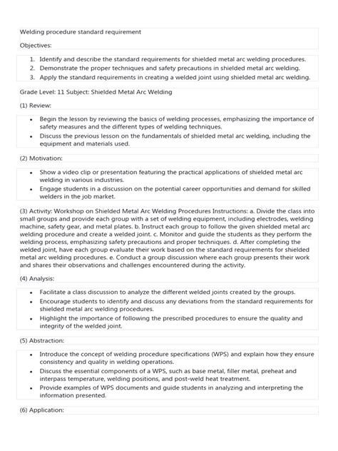A Fit Up Weld Materialslo 1 Perform Tack Welding 2 Welding Procedure Standard Requirement