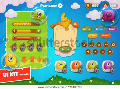 Ui Kit Game Template Complete Menu Stock Vector Royalty Free
