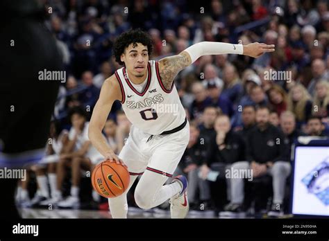 Gonzaga Guard Julian Strawther Drives During The First Half Of An Ncaa