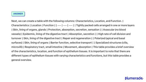 Solved Make A Tabular Column Explaining The Characteristics Location