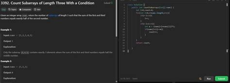 🔹 Day 82 Coding Challenge 🔹 Problem Count Subarrays Of Length Three