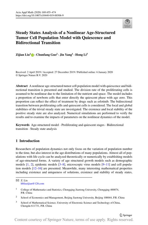 Steady States Analysis Of A Nonlinear Age Structured Tumor Cell Population Model With Quiescence