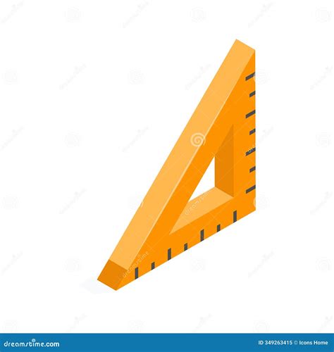 Measurement Tool A Modern Isometric Icon Of Triangular Ruler Stock
