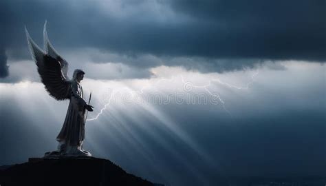 The Silhouette Of An Angel With Cloud Background Stock Illustration