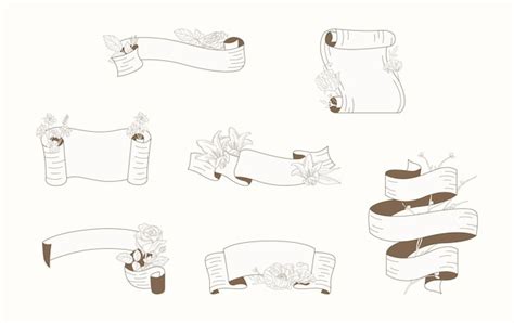 Floral Ribbon Vector Decoration Premium Vector