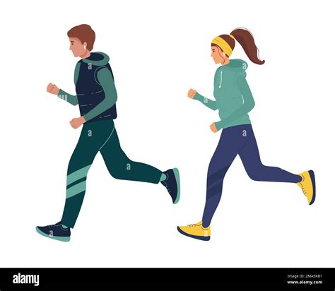 Set Of Couple Runner Running Outdoor Scene Design Running Sport Warm