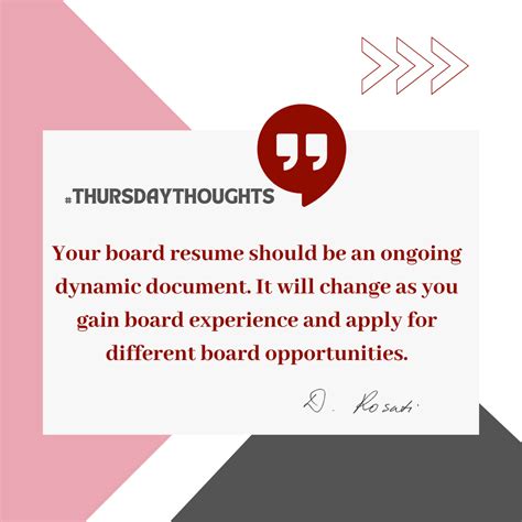 Continually Update Your Board Resume Deborah Rosati