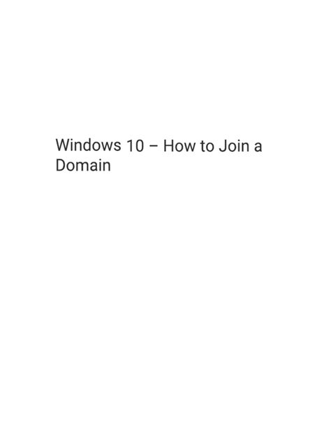 Windows 10 Domain Join Steps Pdf