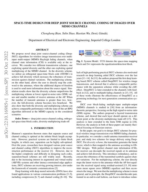 PDF Space Time Design For Deep Joint Source Channel Coding Of Images Over MIMO Channels