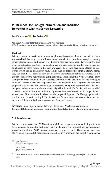 Multi Modal For Energy Optimization And Intrusion Detection In Wireless Sensor Networks