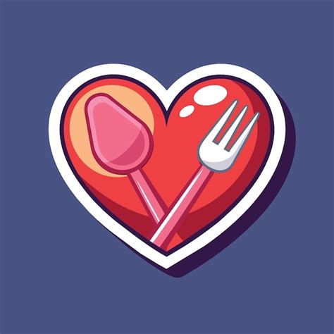 Heart Shape Bite Mark With Spoon And Fork Love Concept For Design