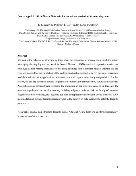 Pdf Bootstrapped Artificial Neural Networks For The Seismic Analysis Of Structural Systems