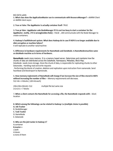 big data quiz1 1 pdf apache hadoop map reduce