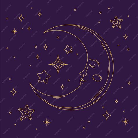 Ручной обращается луна и звезды рисунок иллюстрации Бесплатно векторы