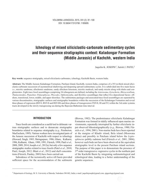 Pdf Ichnology Of Mixed Siliciclastic Carbonate Sedimentary Cycles And