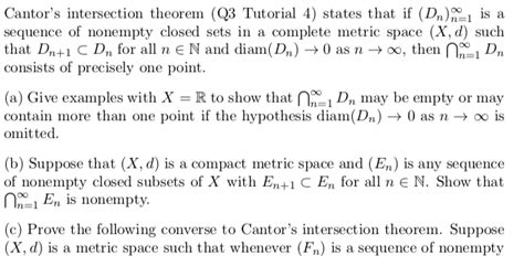 Solved Cantors Intersection Theore Q3 Tutorial 4 States