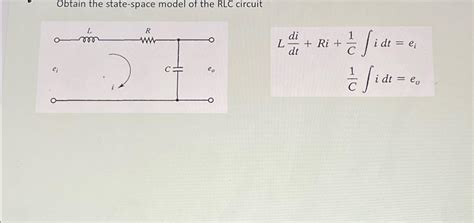 Solved Obtain The State Space Model Of The RLC Chegg Com