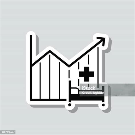 병원 침대 용량 증가 차트 회색 배경에 아이콘 스티커 건강관리와 의술에 대한 스톡 벡터 아트 및 기타 이미지 건강관리와 의술
