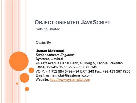 Object Oriented Javascript Part2 Ppt Free Download