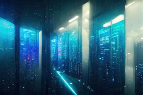 Room Full Of Fantastic Supercomputer Data Center Background Abstract Super Computer Premium Ai