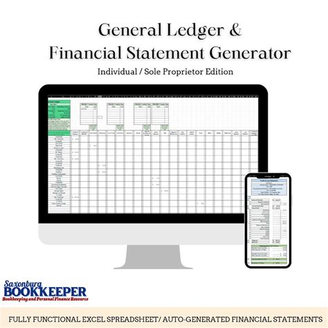 General Ledger And Financial Statement Generator Individual Sole Proprietor Edition Etsy