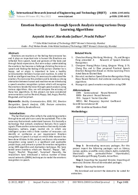 Pdf Emotion Recognition Through Speech Analysis Using Various Deep Learning Algorithms