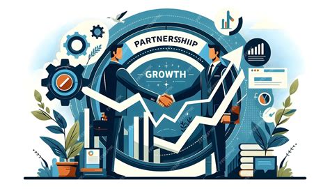 Flat Handshake And Graph Border Frame With Partnership Growth Text And Copy Space Concept As A