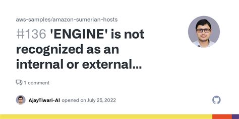 Engine Is Not Recognized As An Internal Or External Command · Issue 136 · Aws Samplesamazon
